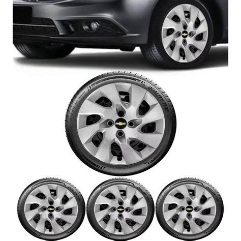 Kit 4 Calota Prata Aro 14 GM Chevrolet Corsa Hatch Wind 96 97 98 99