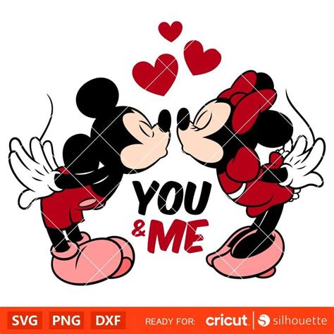 You And Me Mickey And Minnie Kiss Svg Love Svg Valentines Day Svg