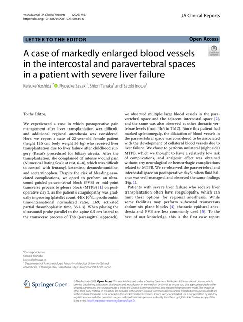 Pdf A Case Of Markedly Enlarged Blood Vessels In The Intercostal And