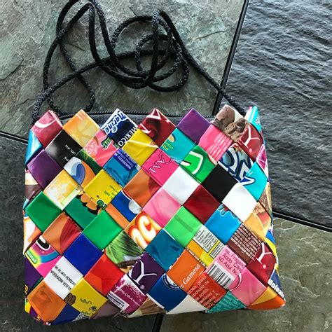 Candy Wrapper Purse Black Shoulder Strap Gem