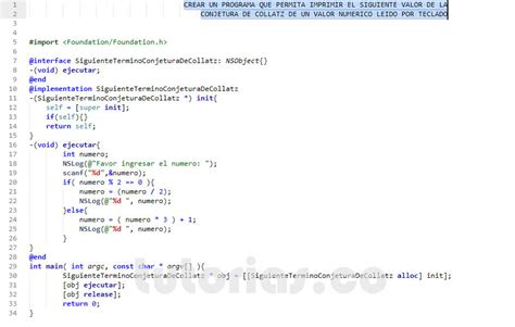 POO Objective C Siguiente Termino Conjetura De Collatz Tutorias Co