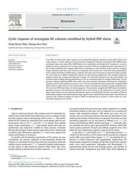 Pdf Cyclic Response Of Rectangular Rc Columns Retrofitted By Hybrid