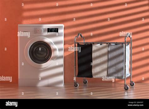 Empty Compartiments Laundry Clothing Separation Trolley Cart Room