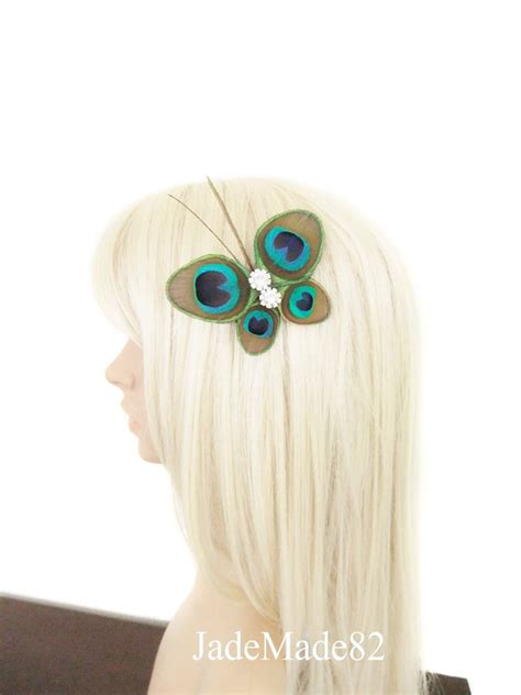 Peacock Butterfly Hair Clip Accessory Peacock Feather Etsy