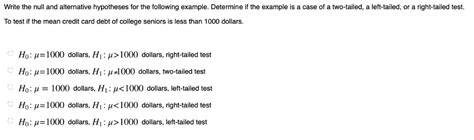 Solved Write The Null And Alternative Hypotheses For The