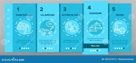 Environmental Air Pollution Vector Onboarding Mobile App Page Screen Stock Vector Illustration
