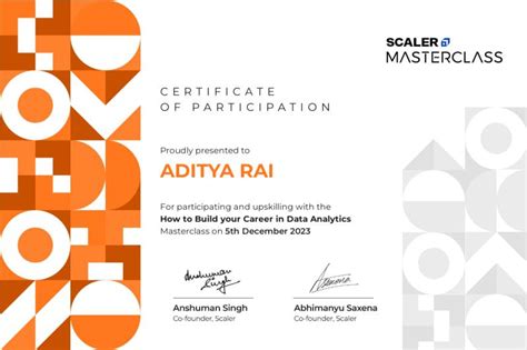 Certificate How To Build Your Career In Data Analytics Aditya Rai