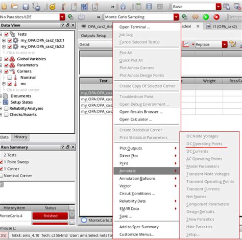 How To Annotate Dc Operation Points In Monte Calro Simulation Custom