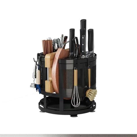 Kitchen Rotary Knife Holder Storage Rack Tabletop Multifunctional Chopstick Barrel Knife Holder