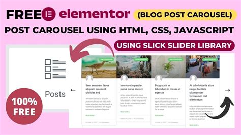 Blog Post Slider Elementor Free No Extra Plugin Post Slider Elementorpost Carousel Elementor