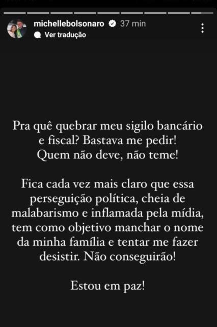 Michelle Bolsonaro Sobre Quebra De Sigilo “quem Não Deve Não Teme