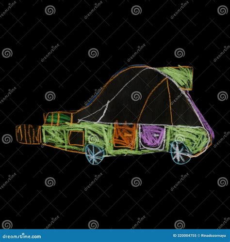 Hand Drawn Violet Car On Black Background Stock Image Image Of