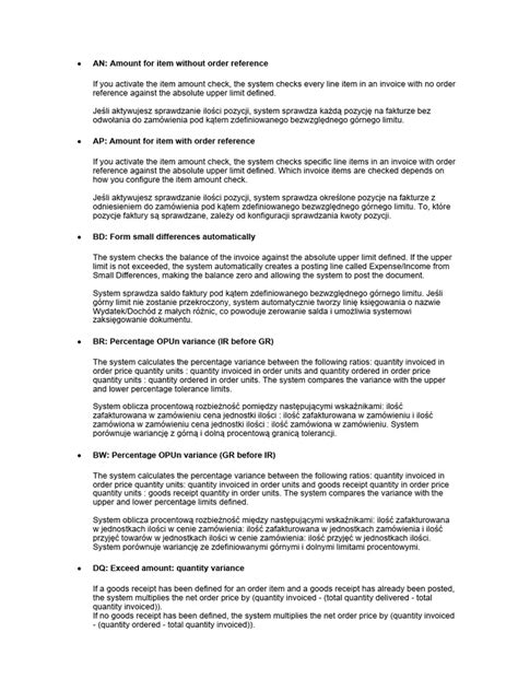 Sap Tolerance Limits Pdf