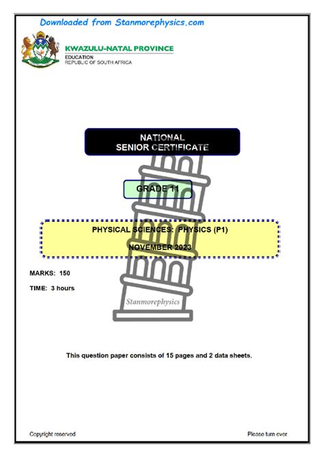 Physical Science Grade 11 November 2023 P1 And Mem 240605 154104