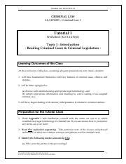 Tutorial 1 Worksheet Pdf Criminal Law I II 2023 24 CRIMINAL LAW