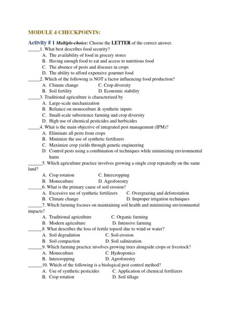 Module 4 Checkpoints Pdf Agriculture Intensive Farming