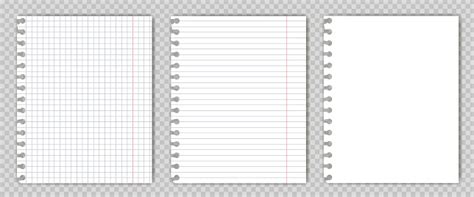 빈 복사본 책 시트 찢어진된 가장자리의 집합입니다 Mockup 또는 텍스트에 대 한 그래프 메모장 페이지의 서식 파일 줄 친 종이에 대한 스톡 벡터 아트 및 기타 이미지