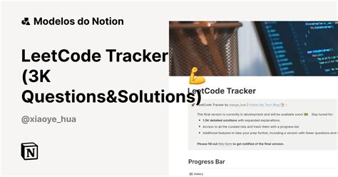LeetCode Tracker (3K Questions&Solutions) Modelo por xiaoye_hua | Marketplace do Notion