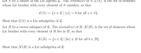 Solved Let S Be A Subset Of The Lie Algebra L The