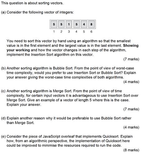 Solved This Question Is About Sorting Vectors A Consider