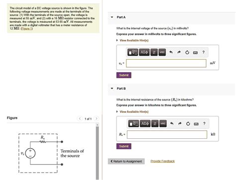 The Circuit Model Of A DC Voltage Source Is Shown In The Figure The Following Voltage