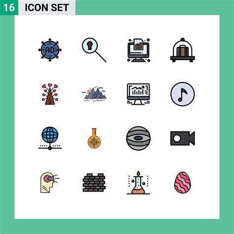 Pack Of 16 Creative Flat Color Filled Lines Of Heart Love Business Luggage Report Editable