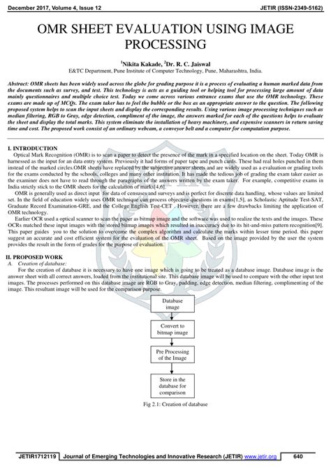 Pdf Omr Sheet Evaluation Using Image Processing