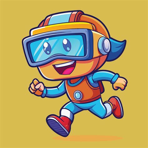 Cartoon Character Running With Goggles On 54982242 Vector Art At Vecteezy