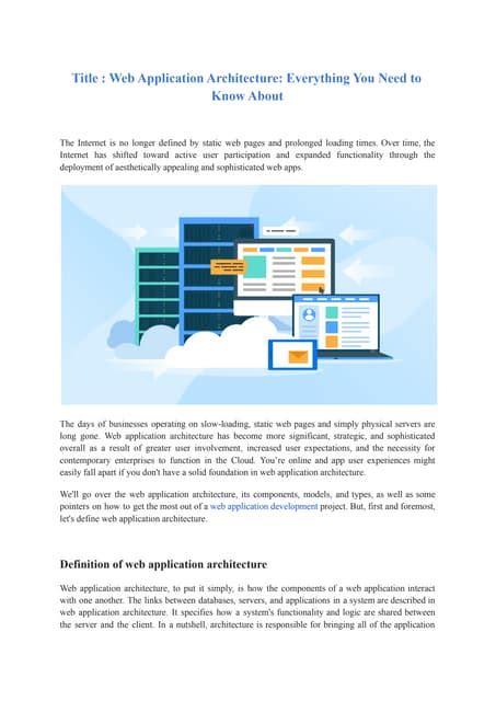 A Comprehensive Guide To Web Application Architecture Pdf