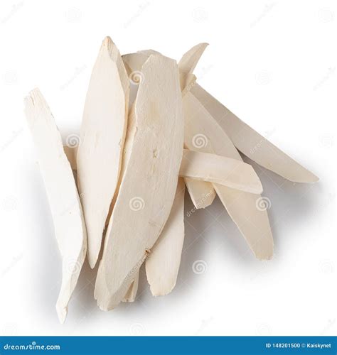 Dried Slices Chinese Yam Or Yamaimo Roots Slices Isolated On White