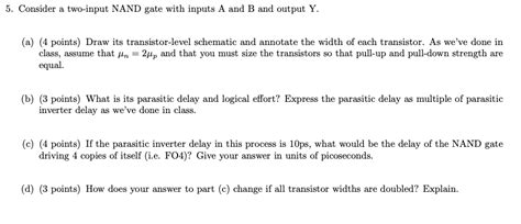 Consider A Two Input NAND Gate With Inputs A And B Chegg Com