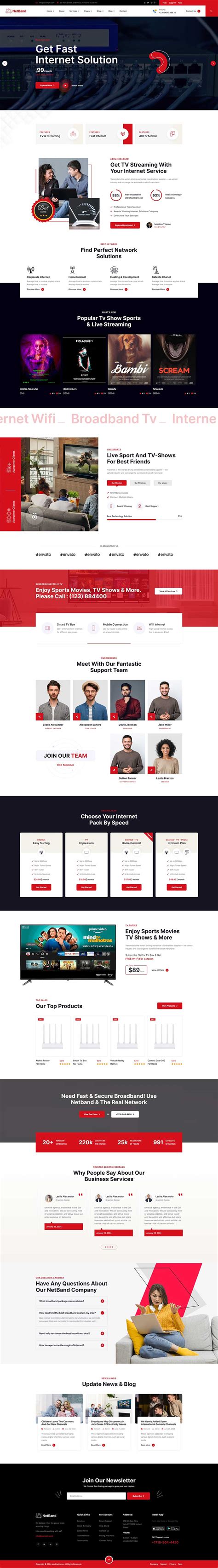 响应式互联网宽带服务公司网站网页html源码模板 云部落资源网