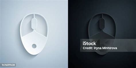 종이 컷 컴퓨터 마우스 게임 아이콘 회색과 검은 색 배경에 격리 휠 기호가 있는 광학 종이 아트 스타일 벡터 3차원 형태에 대한 스톡 벡터 아트 및 기타 이미지 Istock