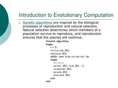 Ppt Introduction To Evolutionary Computation Powerpoint Presentation