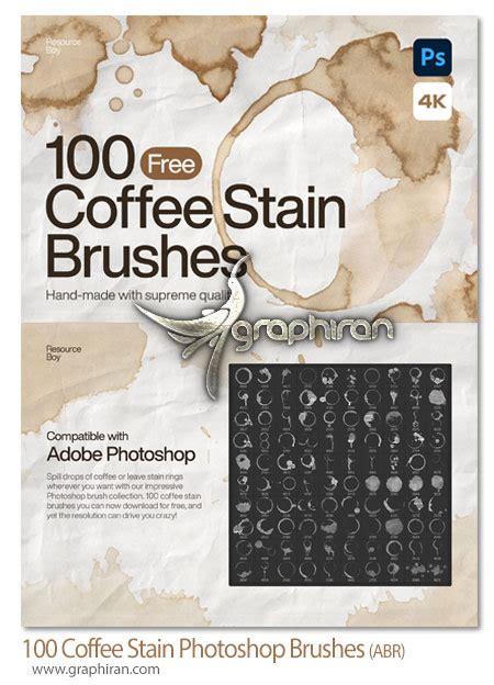 دانلود ۱۰۰ براش فتوشاپ لکه قهوه Coffee Stain Photoshop Brushes