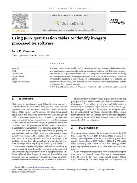 pdf using jpeg quantization tables to identify imagery processed by