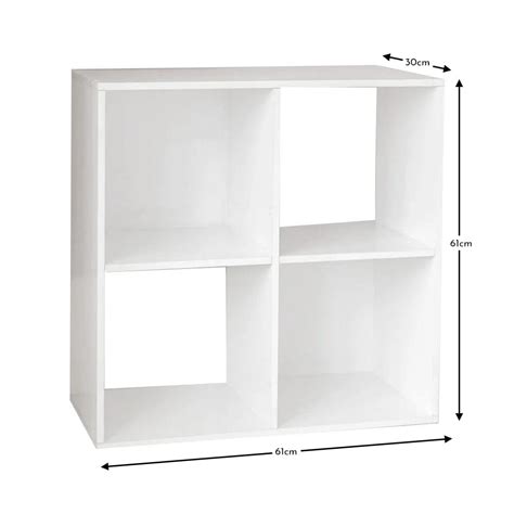 4 Cube Chalk White Bookcase Wooden Display Unit Shelving Storage