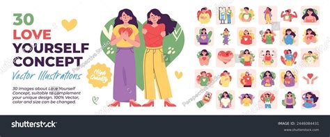 Love Yourself Concept Illustration Mega Bundle Stock Vector Royalty