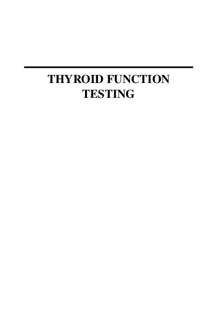 Pdf Thyroid Function Testing