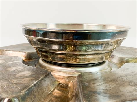 Vintage Silver Plate Lazy Susan Ornate Retro Serving Tray