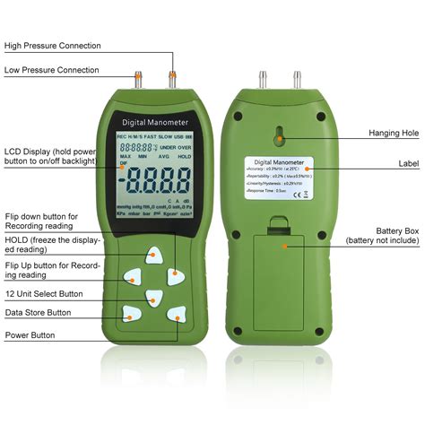 Manometer Digital Air Pressure Meter Unit Dual Vicedeal