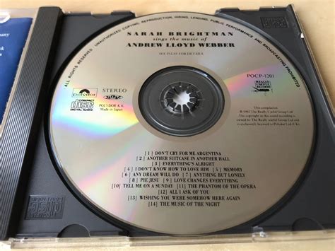 Cd丨sarah Brightman Sings The Music Of Andrew Lloyd Webber Songbook 歌劇