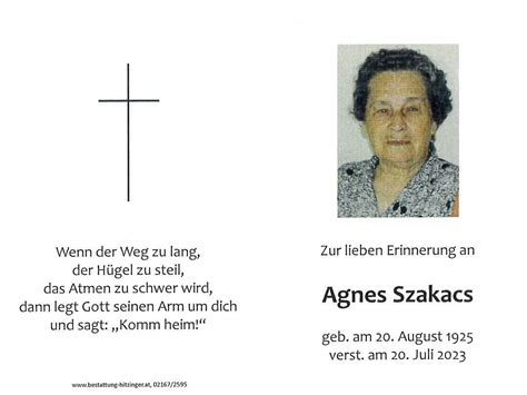 Agnes Szakacs Bestattung Hitzinger Ihr Bestatter Im Raum Neusiedl