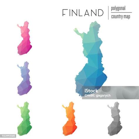 ベクター多角形のフィンランドのマップのセット フィンランドのベクターアート素材や画像を多数ご用意 フィンランド 地図 三角形