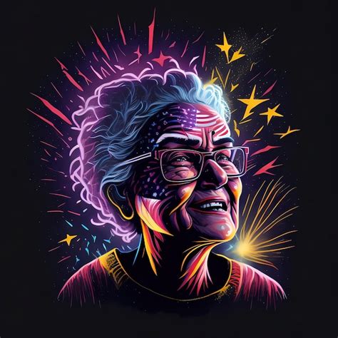 Premium Photo A Woman With Glasses And A Woman With A Fireworks