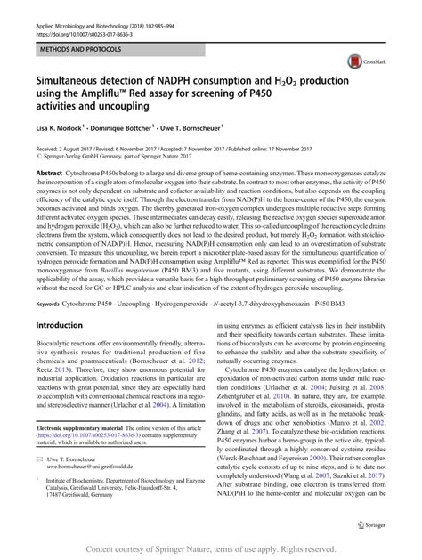 Simultaneous Detection Of Nadph Consumption And H2o2 Production Using