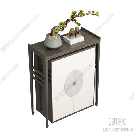 新中式餐边柜3d模型下载【id1138153819】知末3d模型网