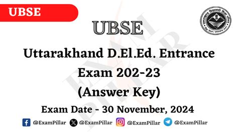 Uttarakhand Deled Entrance Exam 30 November 2024 Answer Key