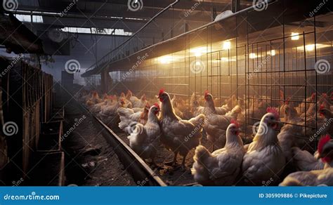 Meat Chickens On Factory Farm Stock Illustration Illustration Of