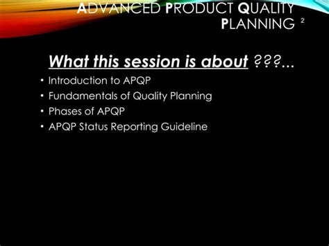 Apqp Tool For Manufacturing Traininggppt